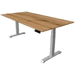 Kerkmann Move 4 elektrisch höhenverstellbarer Schreibtisch eiche rechteckig, T-Fuß-Gestell silber 200,0 x 100,0 cm