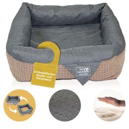 DEAR DARLING DD-06 Luxus Hundebett Katzenbett Braun Anthrazit Gr. S 40x40cm Memoryschaum Matratze