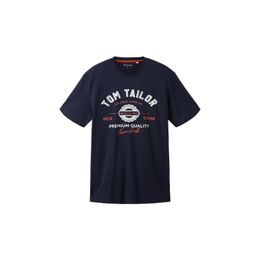 Tom Tailor Herren T-Shirt mit Logo Print, blau, Logo Print, Gr. XL