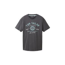 Tom Tailor Herren T-Shirt mit Logo Print, schwarz, Logo Print, Gr. S