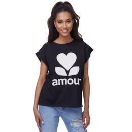 RAYSHYNE Damen T-Shirt mit modischem Aufdruck Amour in Einheitsgröße RS01