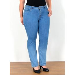 ESRA Straight-Jeans FG5 High Waist Damen Jeans Straight Leg Stretch Hose Übergröße Große Größe