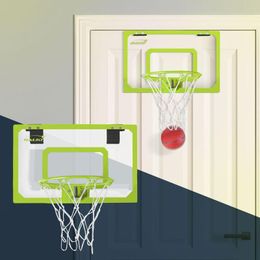 Mini Basketballkorb Set mit 3 Bälle, 58x40 cm, Grün, inkl. Netz und Pumpe, tragbar, Backboard Tür/Wandmontage, ohne Bohren, Indoor Basketball Hoop