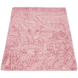 Hochflor Teppich Wohnzimmer Fellteppich Kunstfell Flauschig Rutschfest Rosa Altrosa 200x290 cm - Paco Home