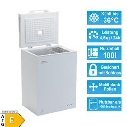 TroniTechnik® Gefriertruhe Kühltruhe BORGAR PRO mit 2in1 Gefrier- und Kühlfunktion 110 Liter, 169kwh/Jahr LED-Licht