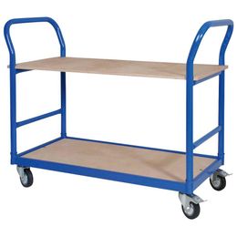 Tischwagen, 4 Lenkrollen, 2 mit Feststellbremse, blau RAL 5010, blau