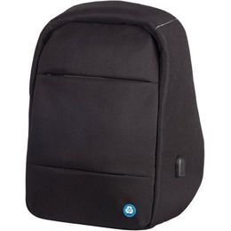 LIGHTPAK® Laptoprucksack RPET, aus recyceltem Material mit USB-Schleuse, schwarz