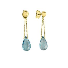 Celesta Paar Ohrh&auml;nger &raquo;375 Gelbgold Blautopas (beh)&laquo; gelb + blau one-size Goldohrring mit echten Blautopasen Sky (beh.)