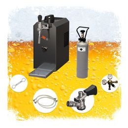 ich-zapfe Komplett Set - Zapfanlage, Bierzapfanlage JET 30 Bierkoffer, Durchlaufkühler 1-leitig Trockenkühler, bis zu 35 Liter/h, Zapfkopf:KeyKeg