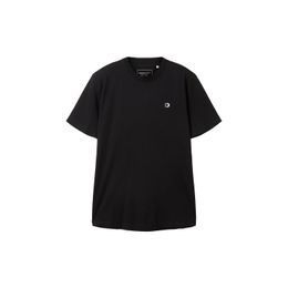 Tom Tailor Denim Herren Basic T-Shirt, schwarz, Uni, Gr. M