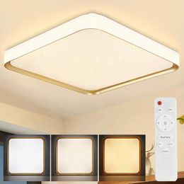ZMH - Deckenlampe led Deckenleuchte Wohnzimmer Dimmbar - Modern Schlafzimmerlampe Eckig mit Fernbedienung Küchenlampe in inkl. Memoryfunktion Deko