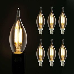 6 Stück led E14 Glühbirne Leuchtmittel: Lampe Warmweiß kerze Birne 4W 2700K Filament Retro Edison Glühlampe Vintage Light Bulb Glas Energiesparlampe