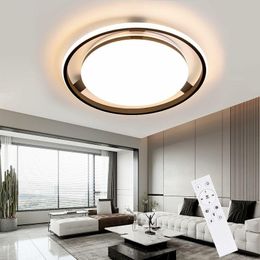 ZMH Deckenlampe LED Deckenleuchte Wohnzimmer - Dimmbar Schwarz Modern Wohnzimmerlampe Fernsteuerung Rund Design 42W Schlafzimmerlampe