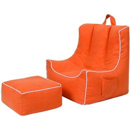 Kids Bean Bag mit Pouf, Gaming Sitzsack und Fußhocker für Kinder, Wohnzimmer Kinder Pouf mit Tragegriff - Orange - Ready Steady Bed