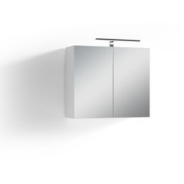 ByLiving Spiegelschrank spree / Korpus matt weiß mit Spiegeltüren / Hängeschrank mit Soft-Close-Funktion / Inklusive LED-Beleuchtung / Badschrank mit Stecker