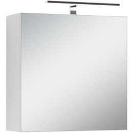ByLiving Spiegelschrank spree / Korpus matt weiß mit Spiegeltüren / Hängeschrank mit Soft-Close-Funktion / Inklusive LED-Beleuchtung / Badschrank mit Stecker