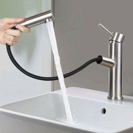 Wasserhahn Bad Waschtischarmatur Waschbecken - Armatur mit Herausziehbar Brause Mischbatterie Ausziehbar Kalt- und Warmwasserhahn Badarmatur