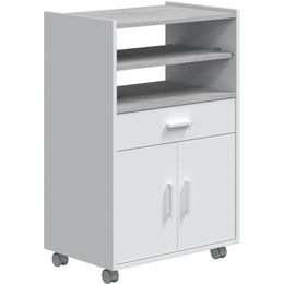 Picazo Küchenschrank auf Rollen 1 Schublade und 2 Türen, weiß/grau - weiß grau