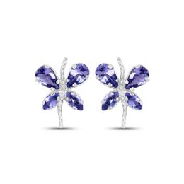Vira Jewels Paar Ohrstecker 925-Sterling Silber rhodiniert Glänzend Tansanit violett, weiß