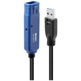 Lindy USB-Kabel USB 3.2 Gen1 (USB 3.0 / USB 3.1 Gen1) USB-A Stecker, USB-A Buchse 30.00 m Schwarz, Blau 43362