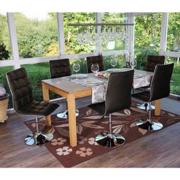 6er-Set Esszimmerstuhl MCW-C41, Stuhl Küchenstuhl, höhenverstellbar drehbar, Kunstleder ~ braun