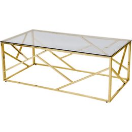 Couchtisch Salesfever Tische Gr. B/H/T: 60 cm x 45 cm x 60 cm, mit Design-Gestell in Stainless Steel, goldfarben (gold, grau, gold, grau) Couchtische eckig Gestell gefertigt aus rostfreiem Edelstahl