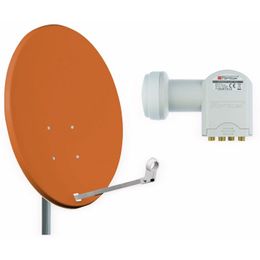 RED OPTICUM Set SAT-Antenne X80 ziegelrot, mit Quad-LNB