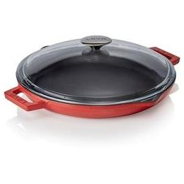WAS Gastro LAVA Frying pans lid, rot emaillierte Pfanne mit Glasdeckel, Ø 31,5 cm