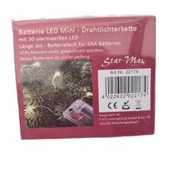 F-H-S International LED-Lichterkette 22174 LED-Draht Lichterkette 30er warmweiß 3m