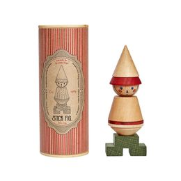 Woodenstory Steckspielzeug Steckspiel Männchen rot Holzspielzeug Box mit Deckel