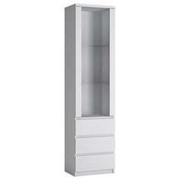 Lomadox Vitrine FORTALEZA-129 in weiß, 1 Tür mit Glaseinsatz. 3 Schubladen, B/H/T 50,1/200/40 cm