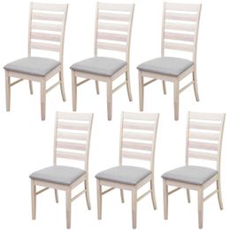 MCW Esszimmerstuhl -G47-6 (Set, 6 St), 6er-Set, Hohe Rückenlehne, Fußbodenschoner aus Kunststoff, beige|grau