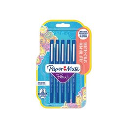 Papermate Paper Mate Flair Filzstifte | mittlere Spitze (0,7 mm) | blau | 5 Stück