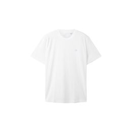 Tom Tailor Denim Herren Basic T-Shirt, weiß, Uni, Gr. XXL