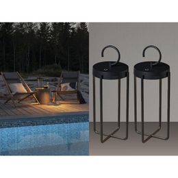 Konstsmide - 2er Set led Outdoor Laternen usb aufladbar für Boden & Tisch, Schwarz Höhe 39cm