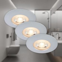 Briloner - led Einbauleuchte leuchten kulana, 5 w, 460 lm, IP44, chrom-matt, Kunststoff, 3er Set, ø 9 cm