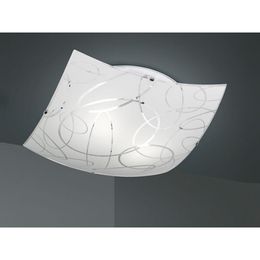 Trio Leuchten - Eckige led Deckenleuchte dimmbar 30x30cm aus Glas mit modernem Dekor