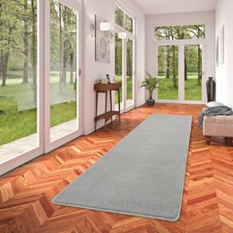Snapstyle Hochflor Luxus Velours Teppich Läufer Touch Grau Meliert - 100x400 cm