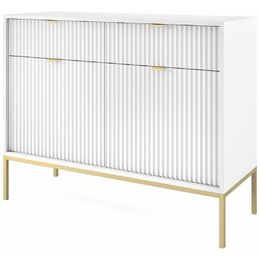 GRAINGOLD Kommode Gold Amber - Loft Kommode, Moderne Sideboard, Highboard Schrank, Kommode auf Beinen, Stilvolles Wohnzimmer - Weiß - Weiß