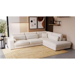 Ecksofa Disney - Polsterecke - L-Form Sofa, Polstergarnitur, Eckcouch vom Hersteller, Eckcouch in Beige - (Lincoln 03, Seite: Rechts) - Beige