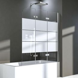 Boromal - Schulte 3 Teilig Badewannenaufsatz Duschwand Badewannenfaltwand Badewanne Faltbar Glas 120x140cm