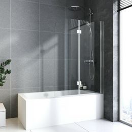 Boromal - 2 Teilig Badewannenaufsatz Duschwand Badewannenfaltwand Badewanne Faltbar Glas 120x140cm
