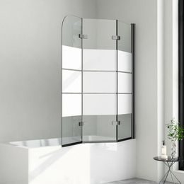 Boromal - 120x140cm Badewannenaufsatz 3 teilig Schwarz Faltbar Duschwand Badewanne Glaswand Duschtrennwand Sicherheitsglas 5mm esg Glas