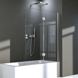 Boromal - 120x140 Badewannenaufsatz Badewannenfaltwand 2-teilig Duschwand Faltbar für Dusche Sicherheitsglas Duschabtrennung