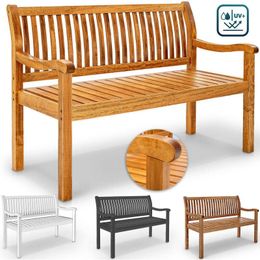 tillvex - Gartenbank Holz Weiß 150 cm / 3 - 4 Personen Parkbank Massiv Sitzbank Garten Gartenmöbel