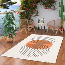 Pergamon Designer Teppich Beidseitig Ethno Kelim Creme Terrakotta Circle - 160x230 cm