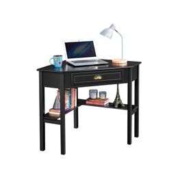 Schreibtisch Ecktisch Platzsparender Computertisch mit Schublade und Regalen Eckschreibtisch für Kleiner Raum, 106 × 71,5 × 77 cm Schwarz - Yaheetech