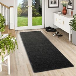 Snapstyle - Hochflor Velours Läufer Teppich Luna Anthrazit - 100x300 cm