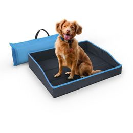Bestlivings Faltbares Haustierbett für mittlere Hunde und Katzen - Blau - ( 80cm x 60cm ) Reisebett - tragbares Hundebett mit stabilem Rahmen - Blau / Schwarz