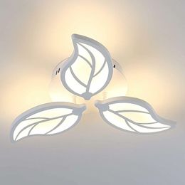 Modern led Pendant Light, 30 w led Acrylic White Leaves Art Light for Bedroom, Dining Room, 3500 k Warm White Light